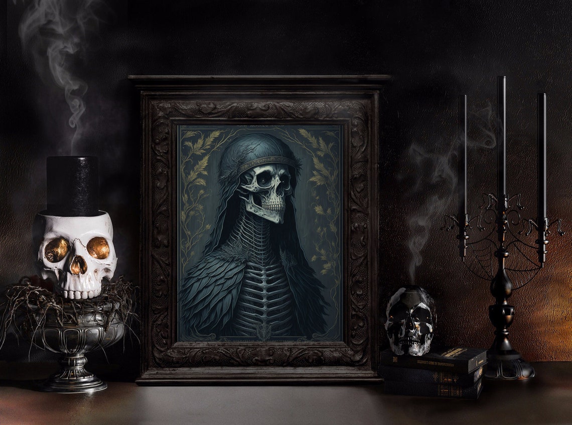 Mystic Skeleton: the Veiled Guardian Vintage Gothic Skeleton Portrait ...