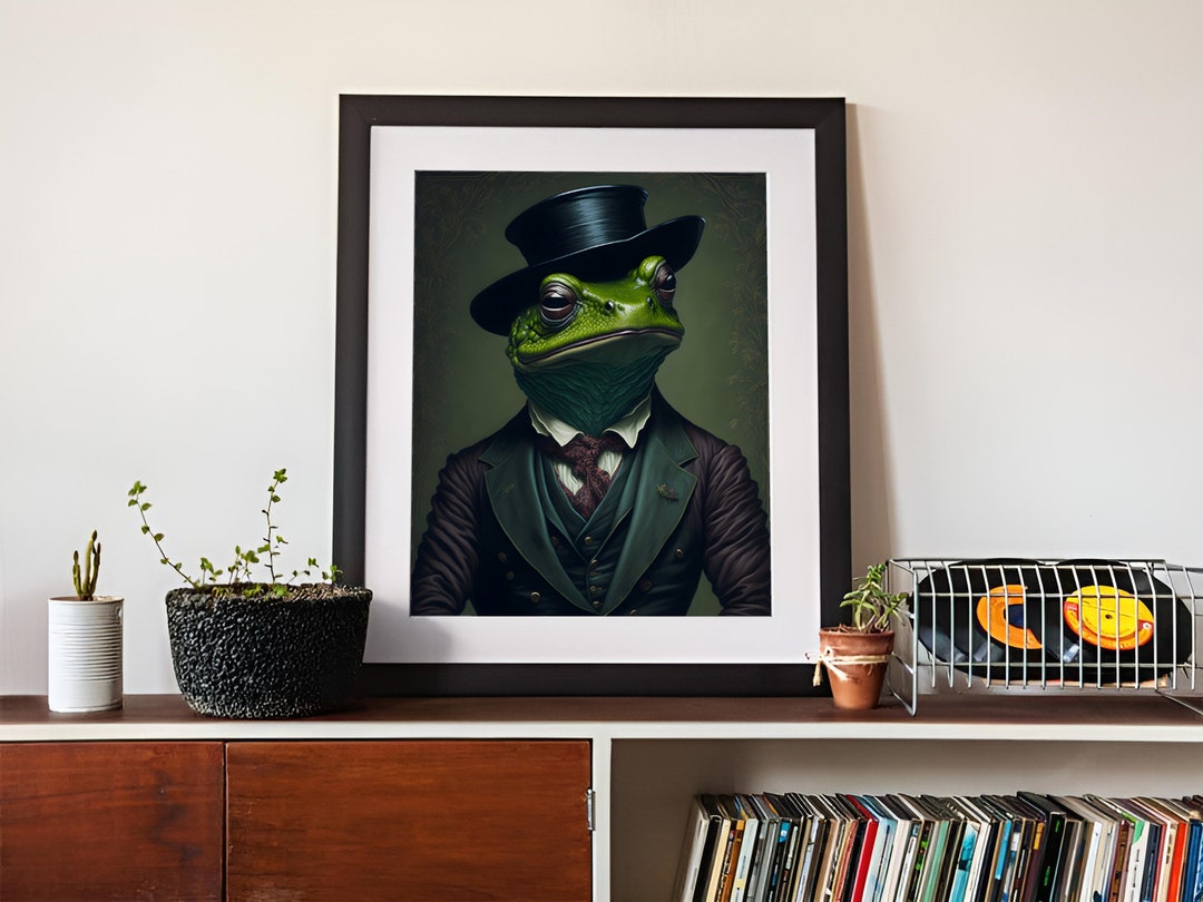 Vintage Frog in Dapper Attire - Retro Chic Art Print, Frog in Suit ...