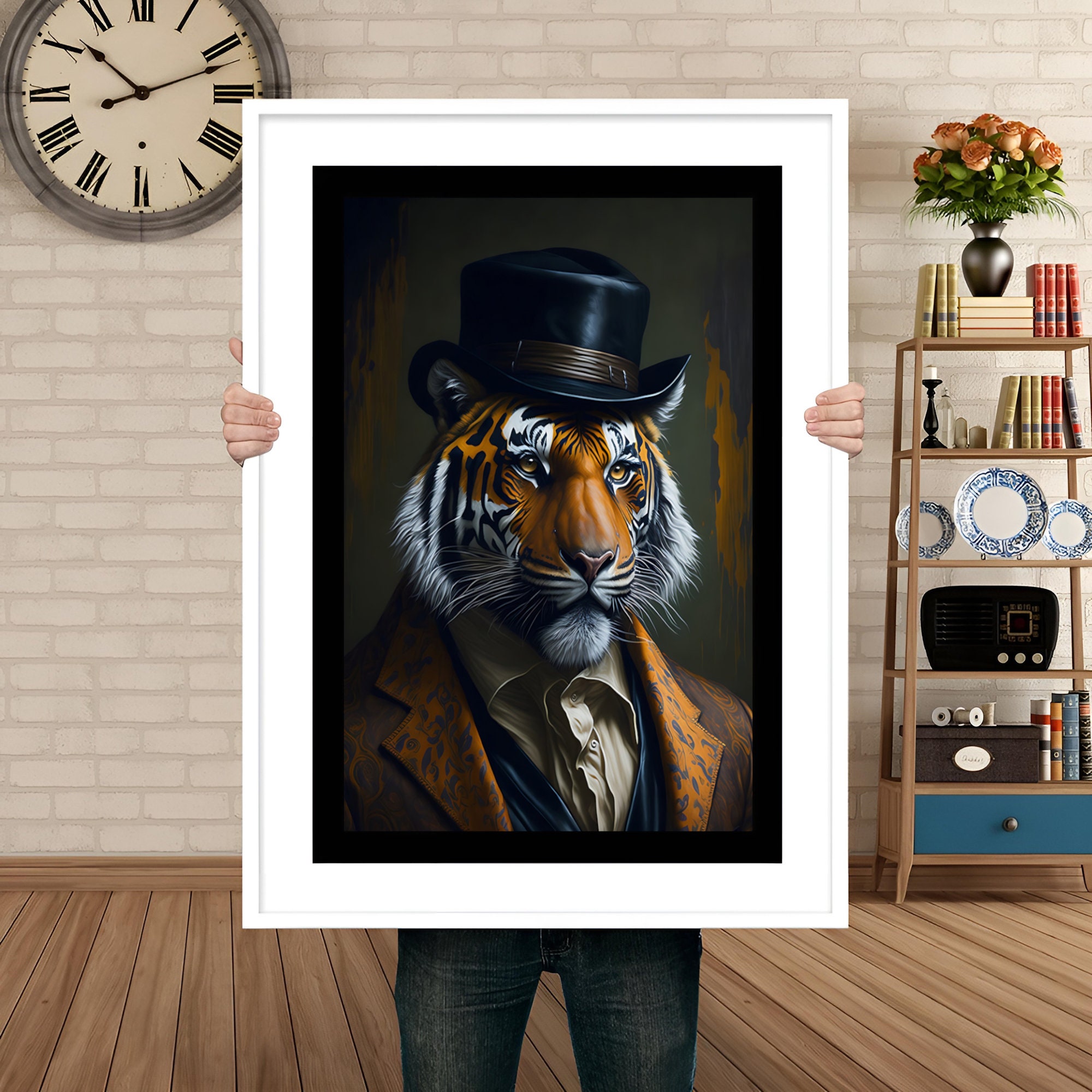 Tiger in Pimp Suit Oil Painting Unique Artwork Whimsical Poster Print ...