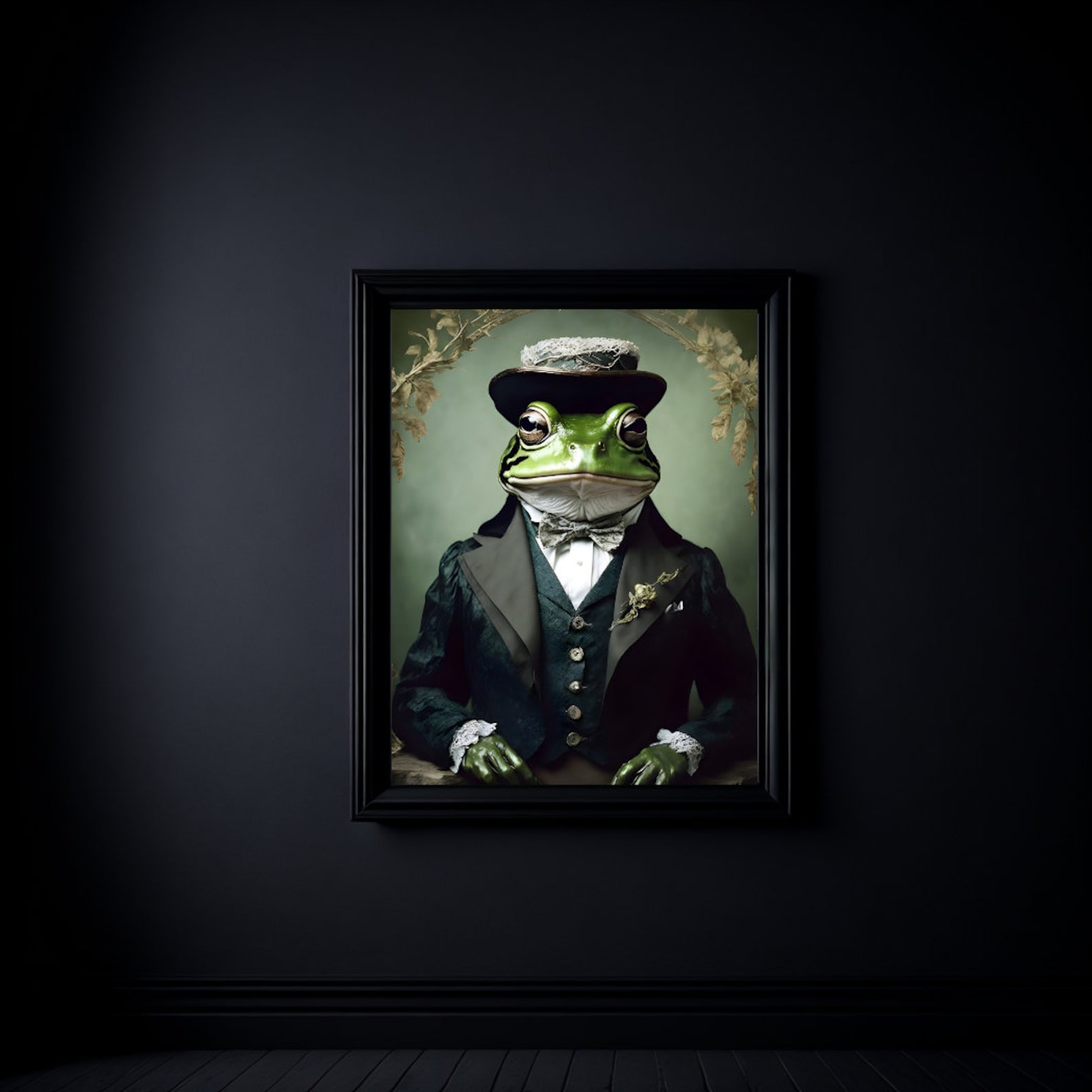 Vintage Victorian "fancy Frog" Frog in Blue Suit & Hat Portrait, Wall ...