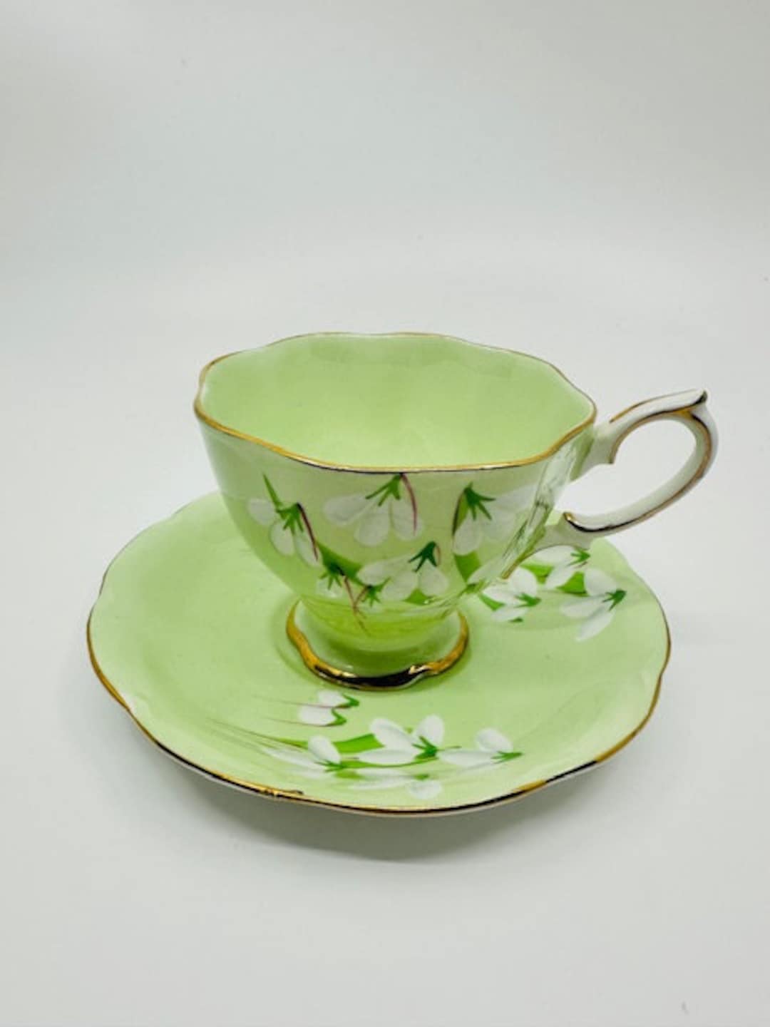 Royal Albert Crown China Laurentian Snowdrop Teacup and Saucer - Etsy