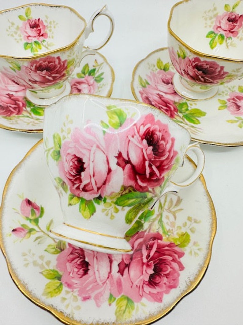Royal Albert American Beauty Set of 3 Teacups and Saucers - Etsy