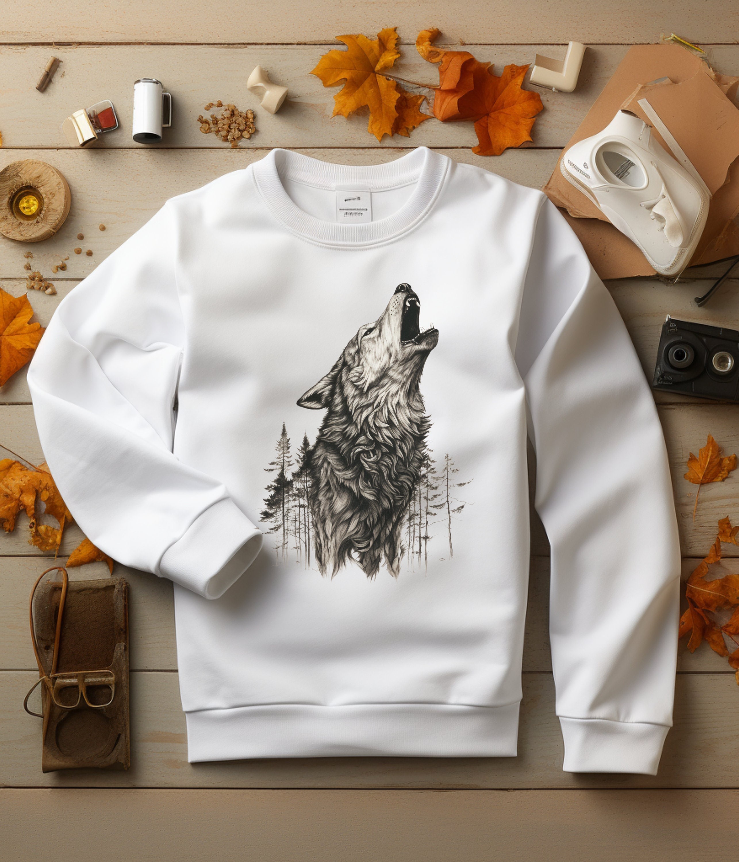 Wolf Sweatshirt, Howling Wolf, Tree Wolf, Wolf Lover Gift, Animal Lover Shirt, Dog Lover Shirt ...