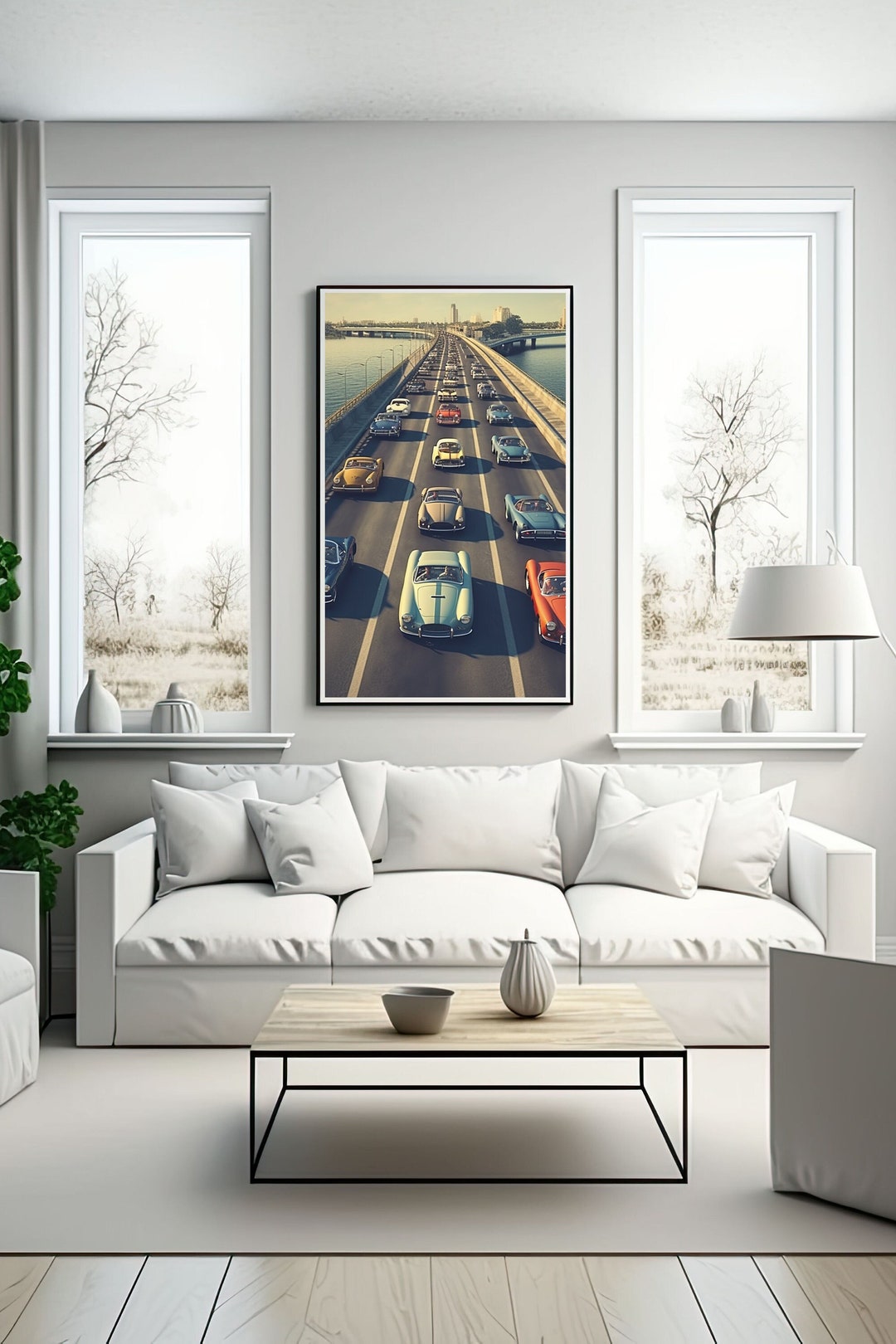 Retro Cars Highway Traffic Wall Art Canvas Gift Idea - Etsy