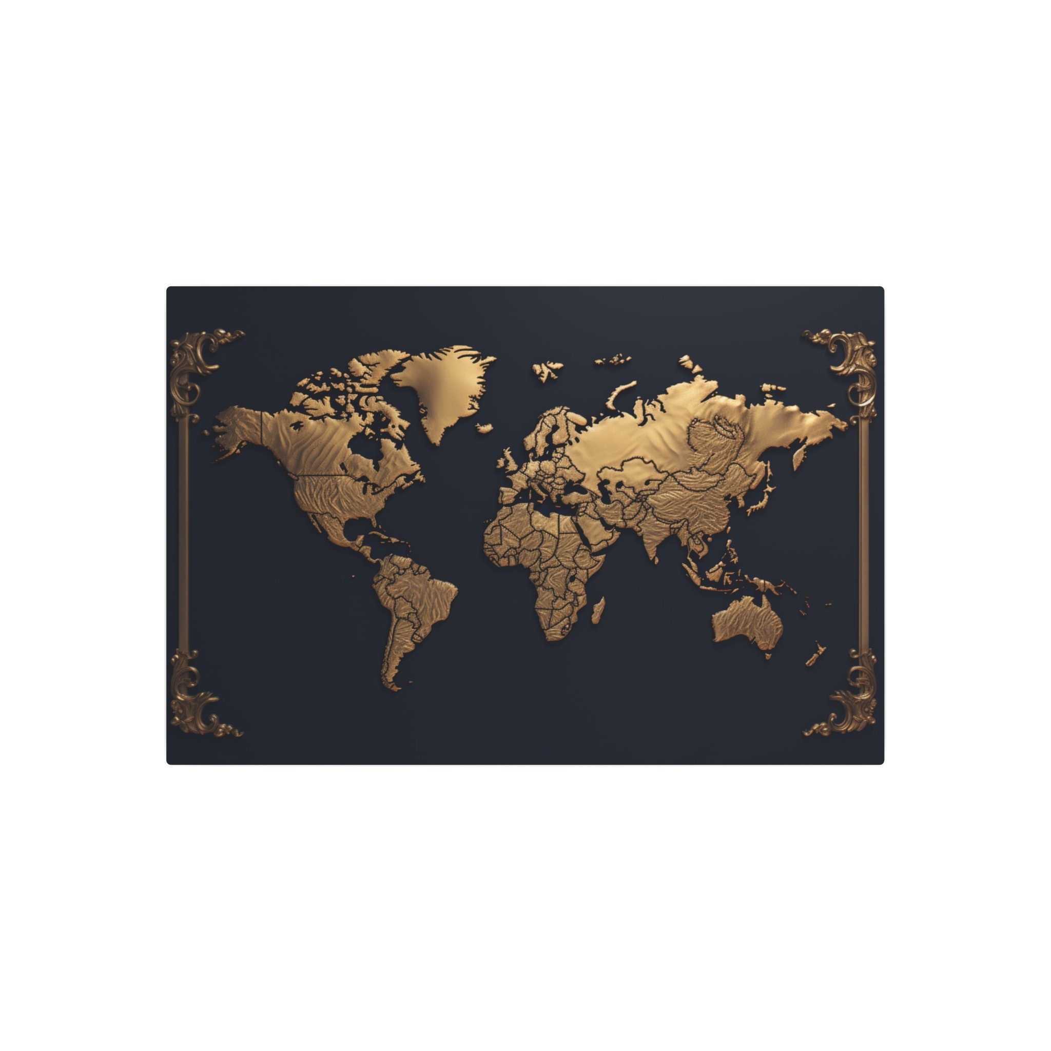 Gold and Blue World Map- | Wall Decor | Travel Decor | Homeschool Decor ...
