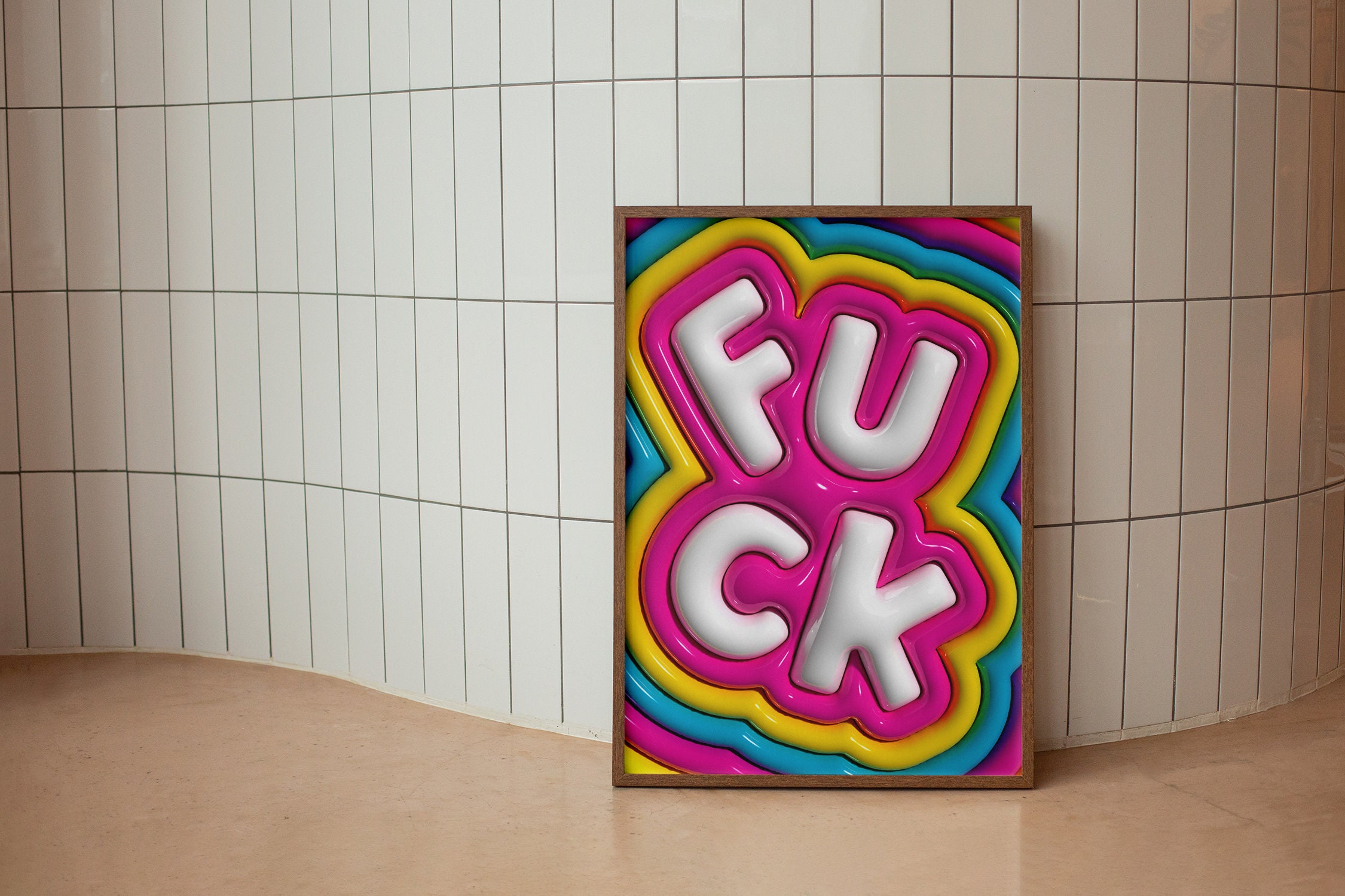 DIGITAL POSTER DOWNLOAD Fck Poster Colorful 3D Bold Wall Decor Trendy ...