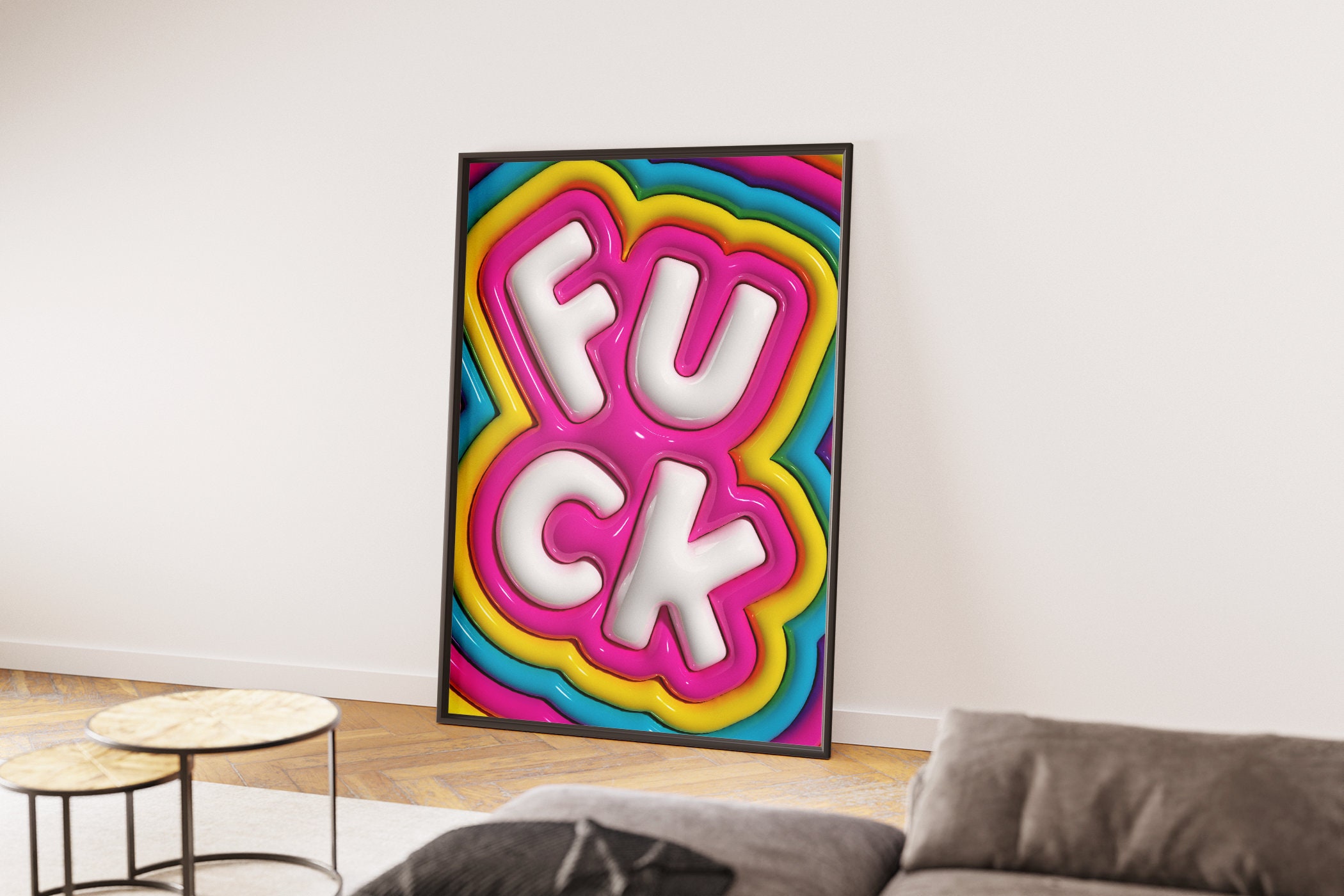DIGITAL POSTER DOWNLOAD Fck Poster Colorful 3D Bold Wall Decor Trendy ...