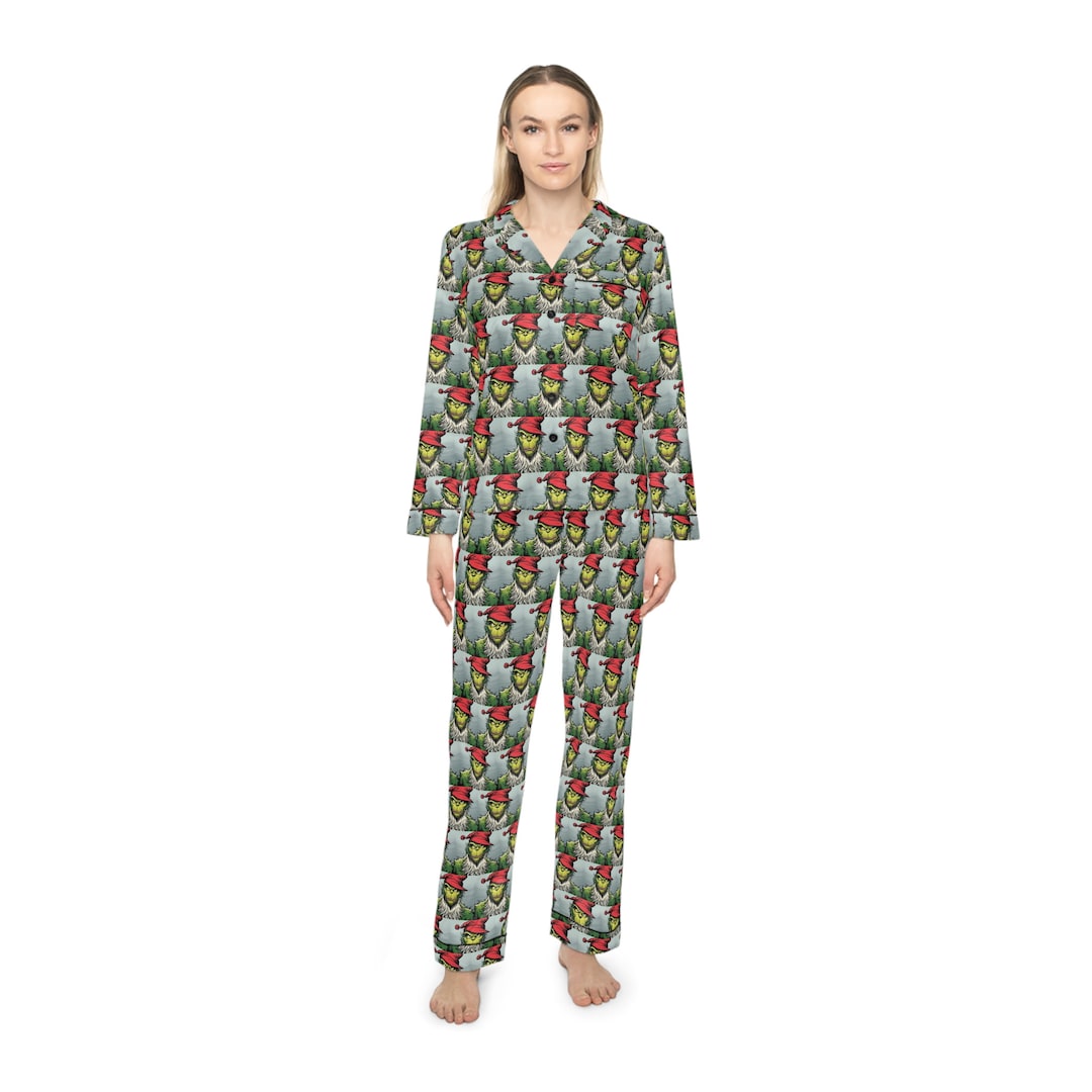 Women Christmas Grinch Satin Pajamas, the Grinch Lover Pajamas, Grinch ...