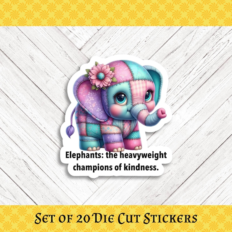 Elephant Kindness Die Cut Happy Mail and Stickers (1 Design - Set of 20 ...
