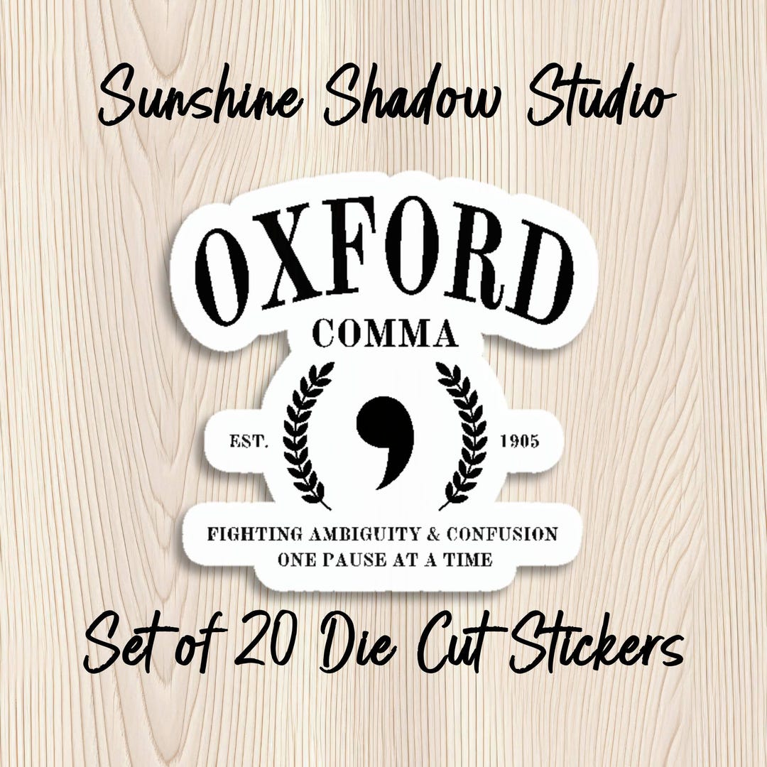 Oxford Comma Die Cut Stickers Set of 20 - Etsy