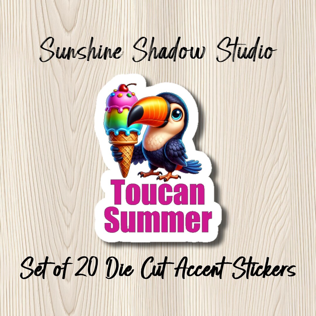 Toucan Summer Die Cut Sticker Set - 20 Stickers - Uplifting Stickers ...