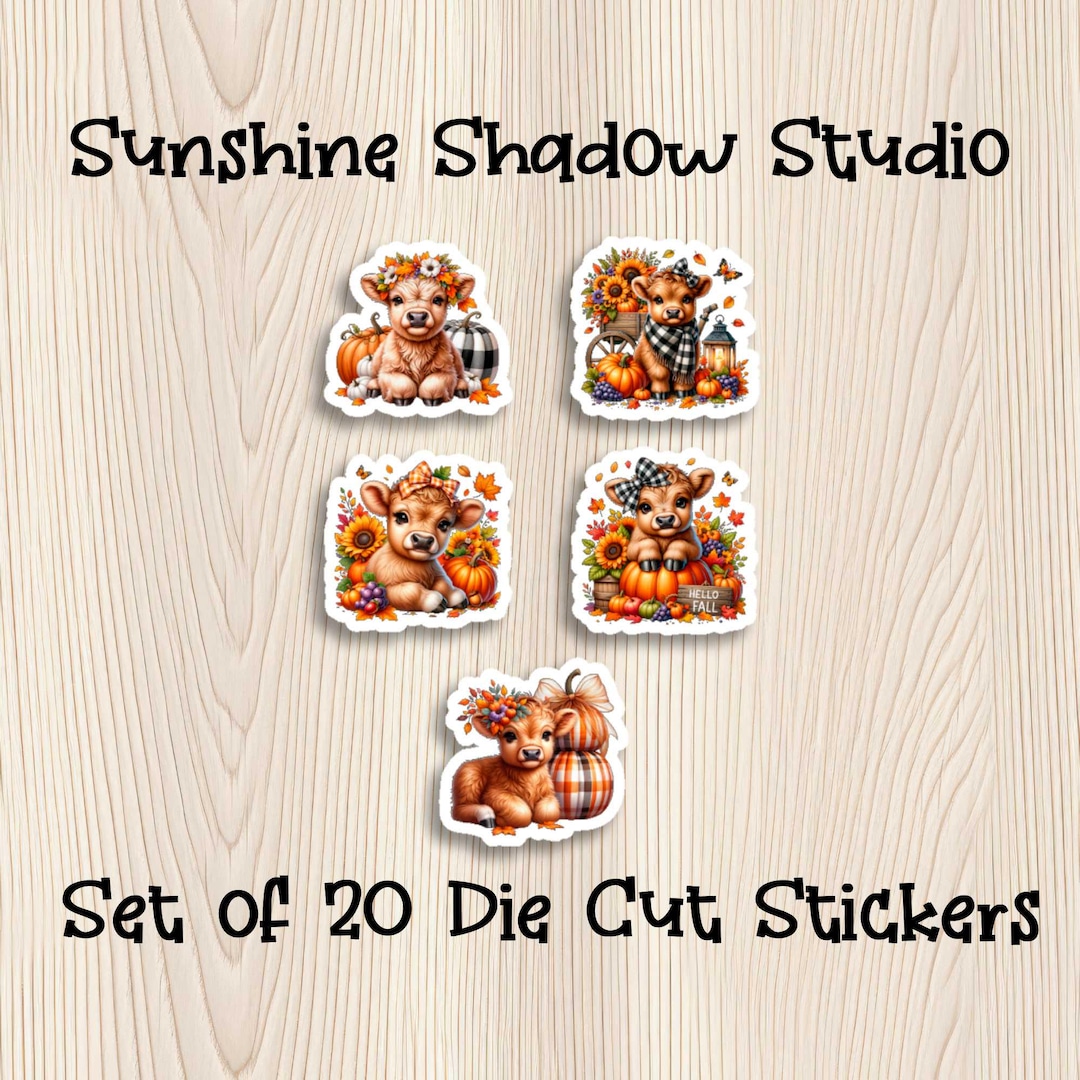Autumn Highland Cow Die Cut Stickers Mixed Set of 20 - Etsy