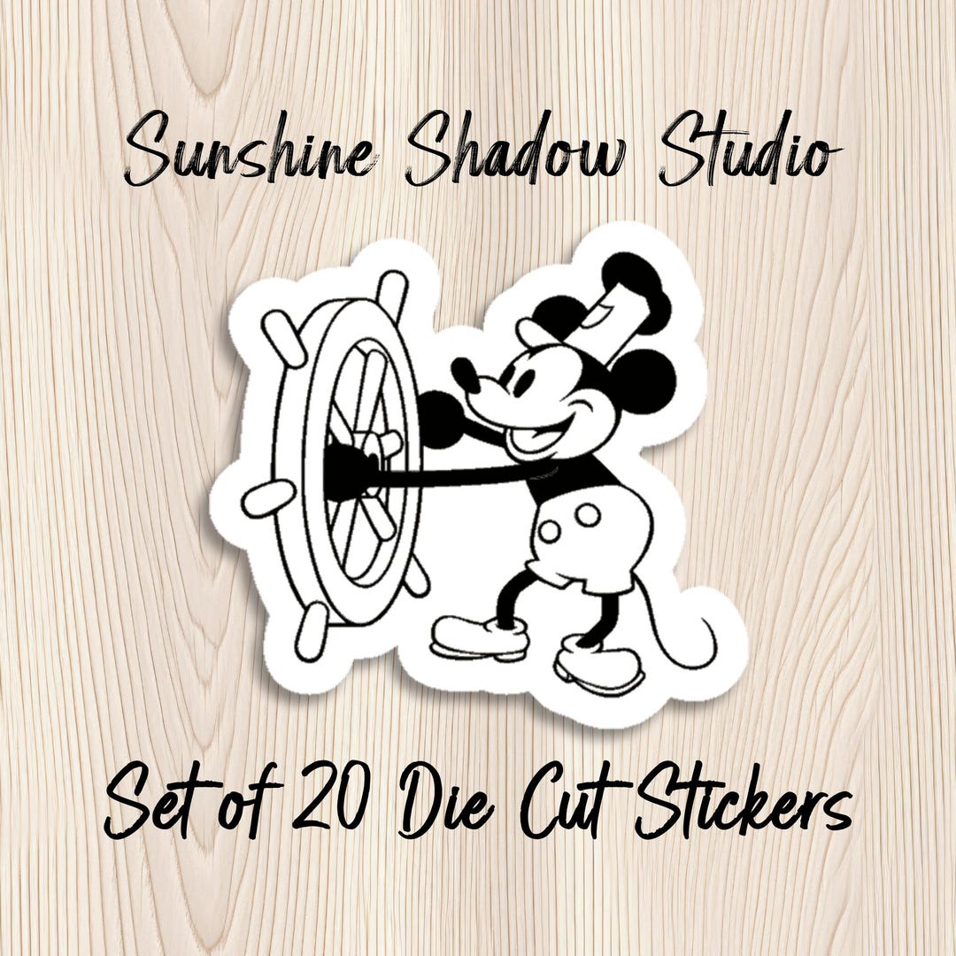 Steamboat Willie Mickey Mouse Die Cut Stickers Set of 20 - Etsy