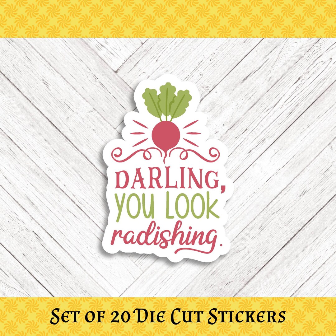 Radish Pun Die Cut Stickers - Set of 20 - for Crafters, Teachers, Happy ...