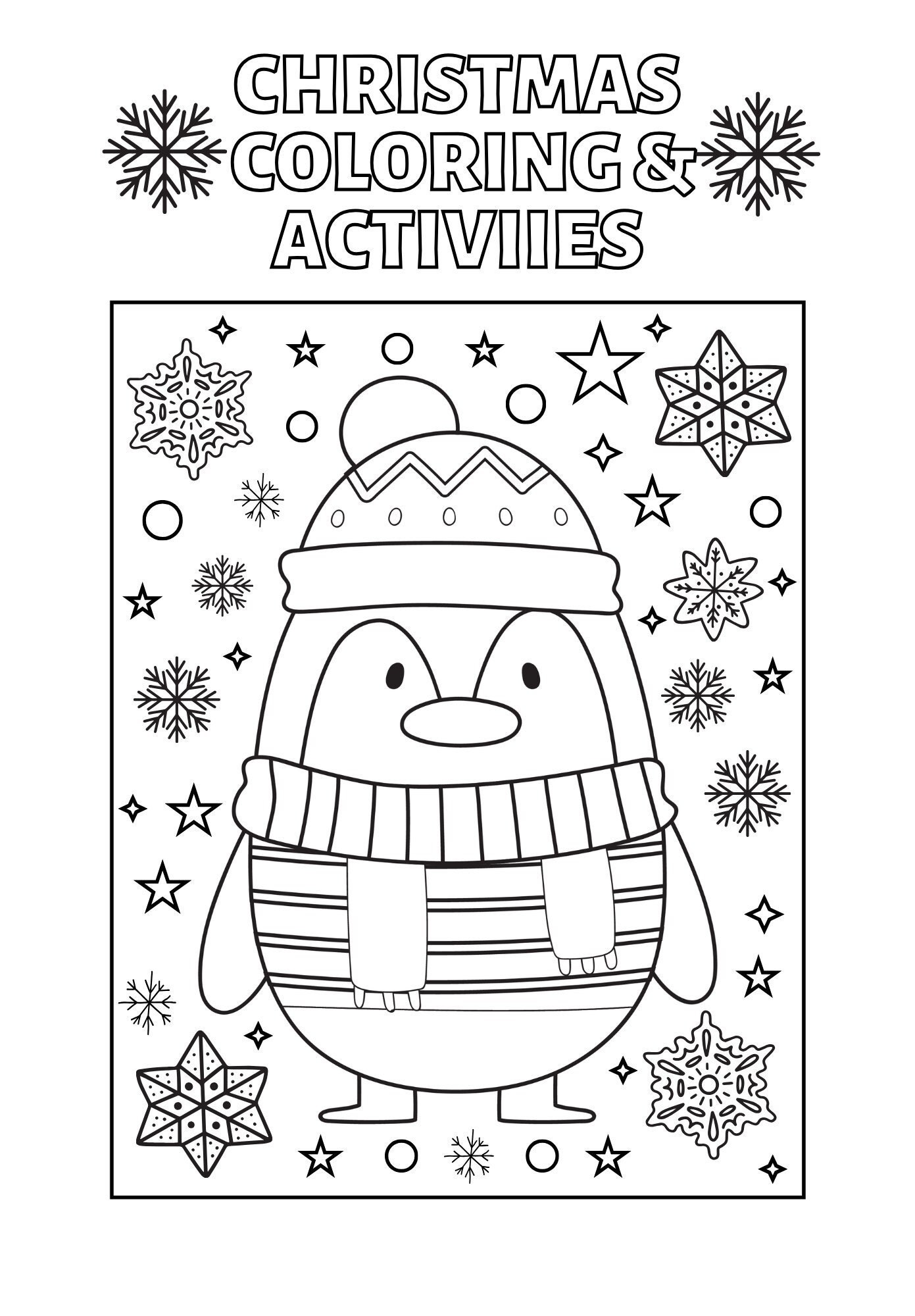 CHRISTMAS COLORING BOOK Santa Claus Snowman Reindeer Decorations ...