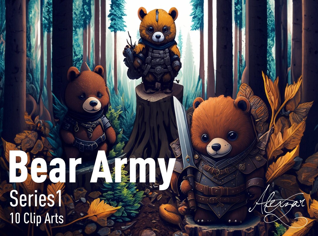Bear, Army, Cartoon, Cute, Fantasy, Weapon, Graphic, Vector, Design ...