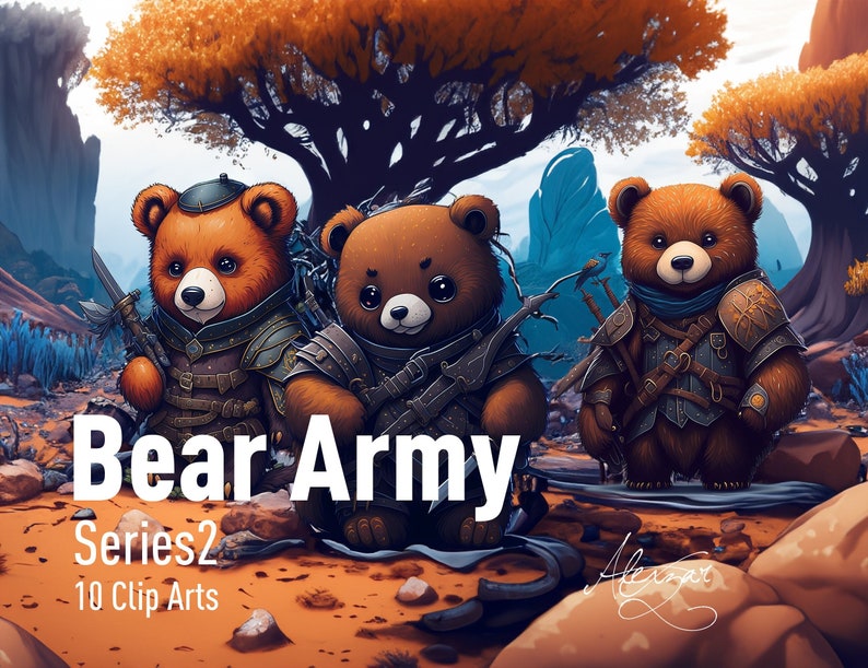 Bear, Army, Cartoon, Cute, Fantasy, Weapon, Graphic, Vector, Design ...