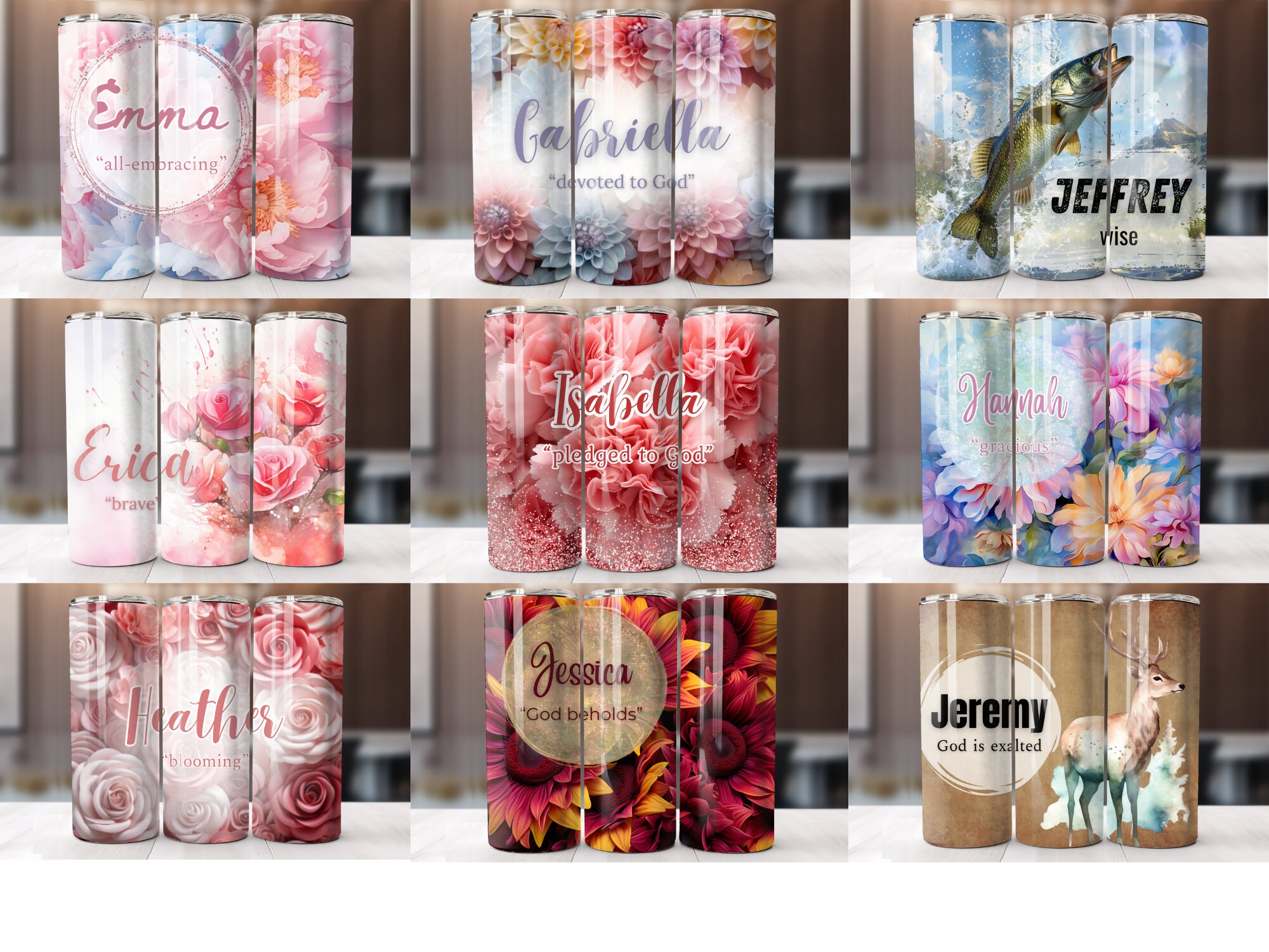 100+ Name Meaning 20oz Skinny Tumbler Wrap PNG Bundle | Custom Name ...