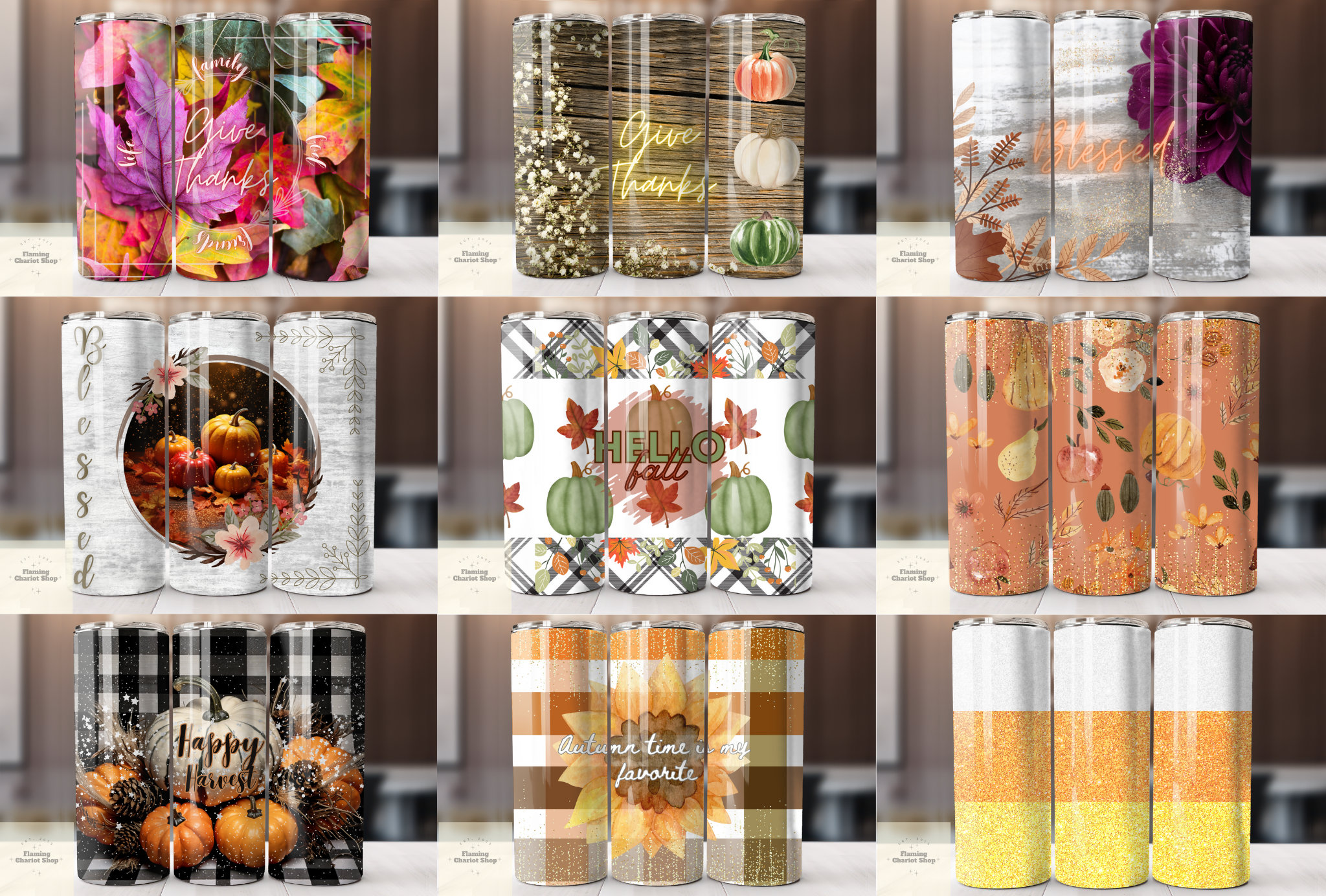 50 Harvest 20oz Tumbler Sublimation Design Bundle, Digital Download PNG ...