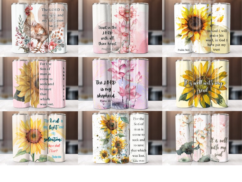 40 Bible Citations 20oz Tumbler Sublimation Design Bundle, Motivational ...