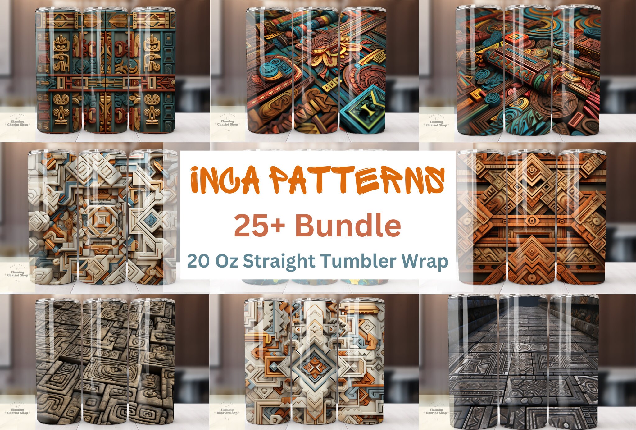 Inca Patterns Tumbler Wrap PNG Bundle, Inca Tumbler Sublimation 20 Oz ...