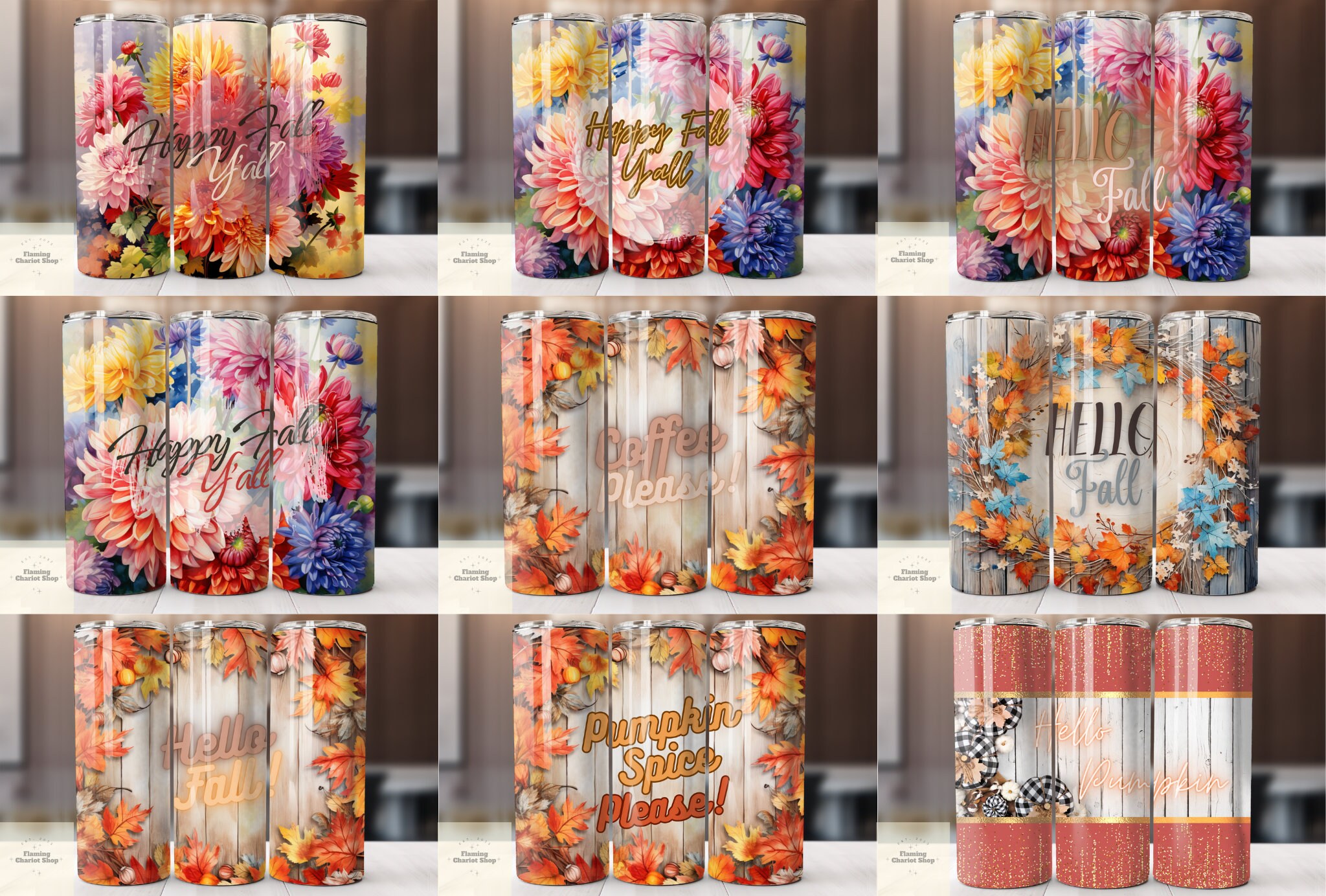 50 Harvest 20oz Tumbler Sublimation Design Bundle, Digital Download PNG ...