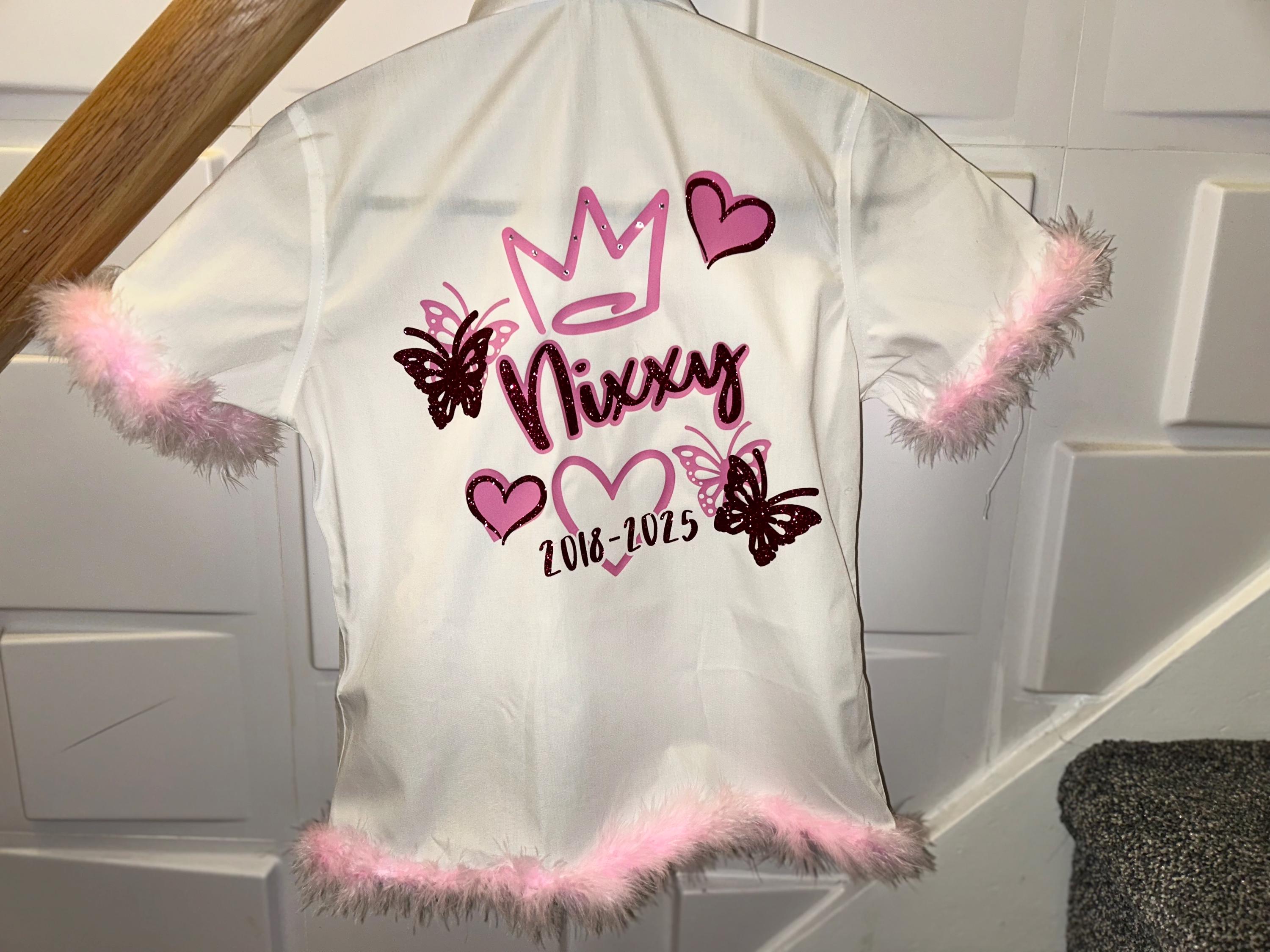 Personalised School Leavers Shirt, With Feather Boa, Glitter ...
