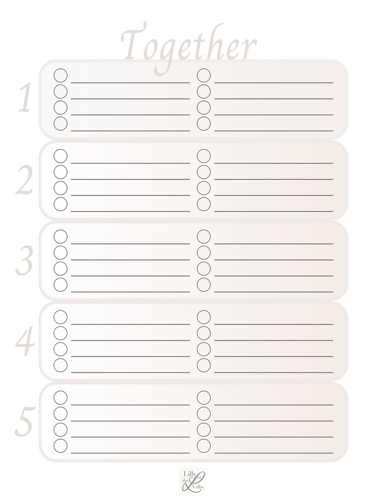 Printable Checklist for a 5 Day Loop Schedule - Etsy