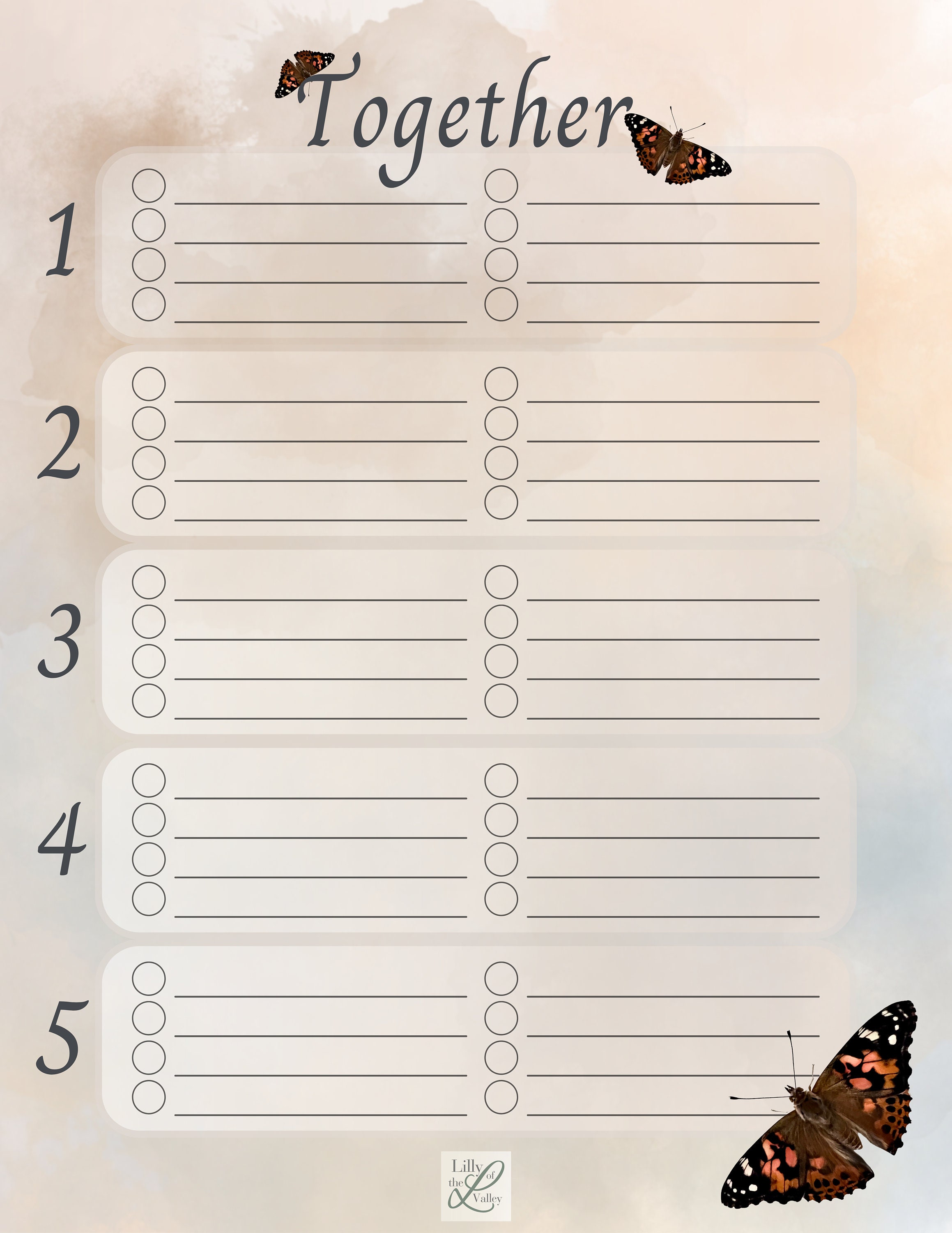 Printable Checklist for a 5 Day Loop Schedule - Etsy