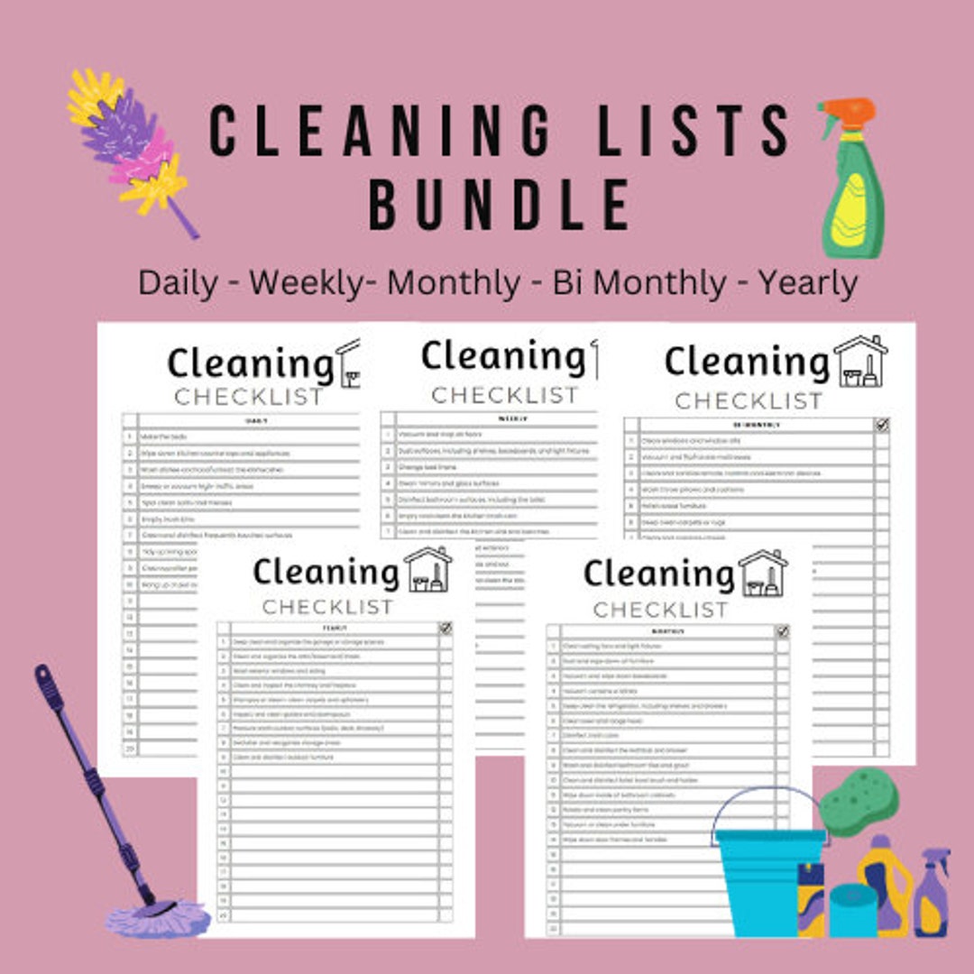Cleaning Checklist Bundle Daily Weekly Monthly Bi - Etsy
