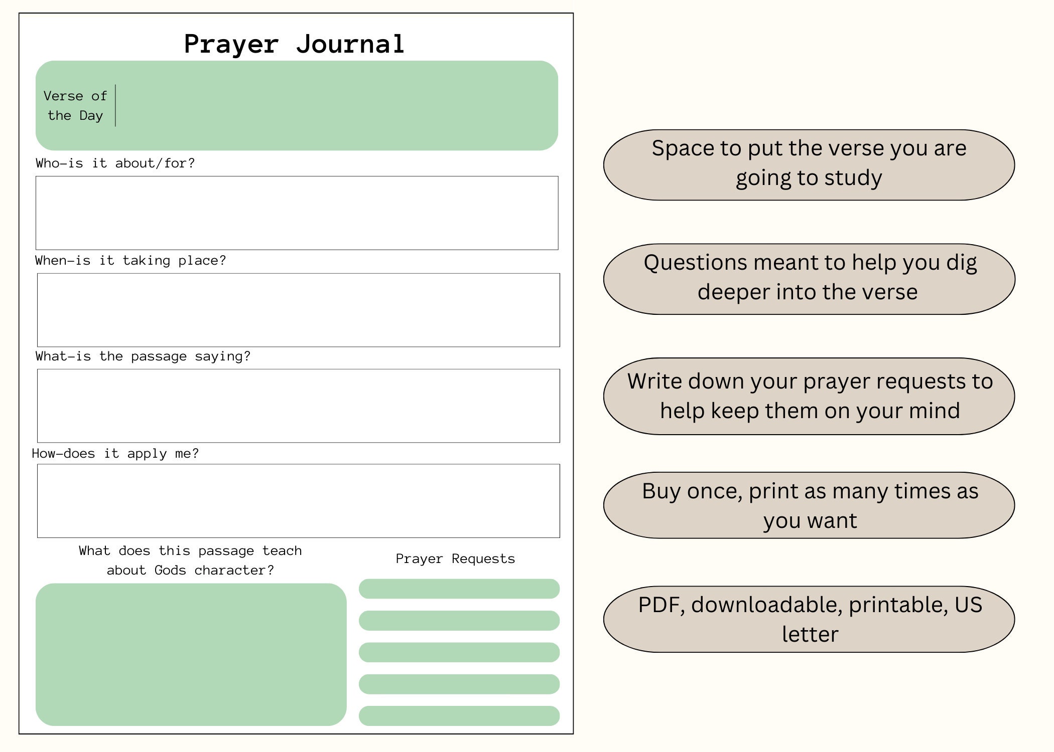 Printable Journal Pages, Bible Study Planner, Instant Download, Prayer ...