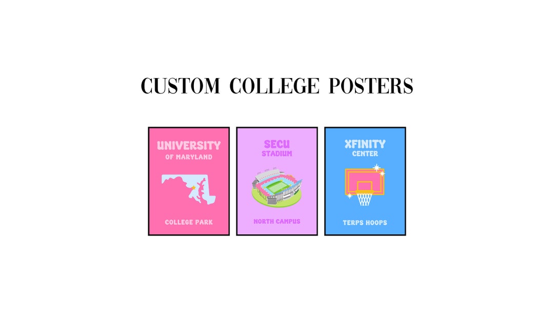 Custom College Posters | Set of 3 | Digital Download | Trendy Wall ...