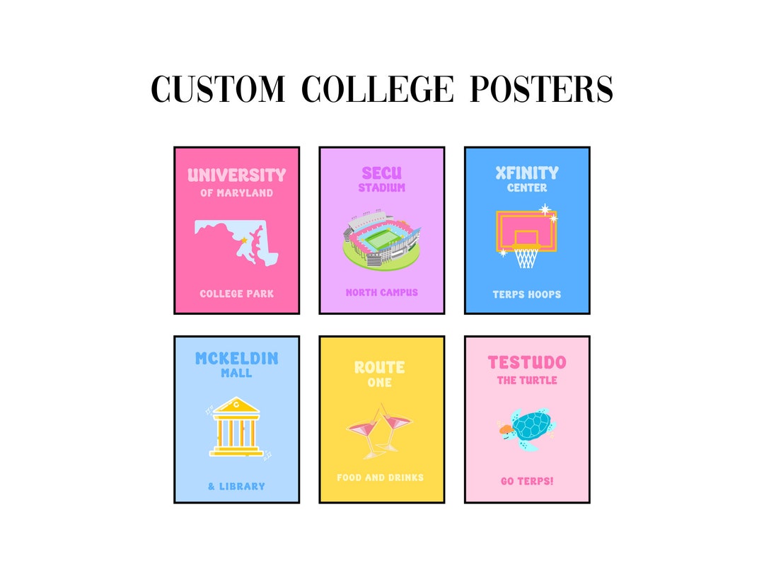 Custom College Posters | Set of 6 | Digital Download | Trendy Wall ...