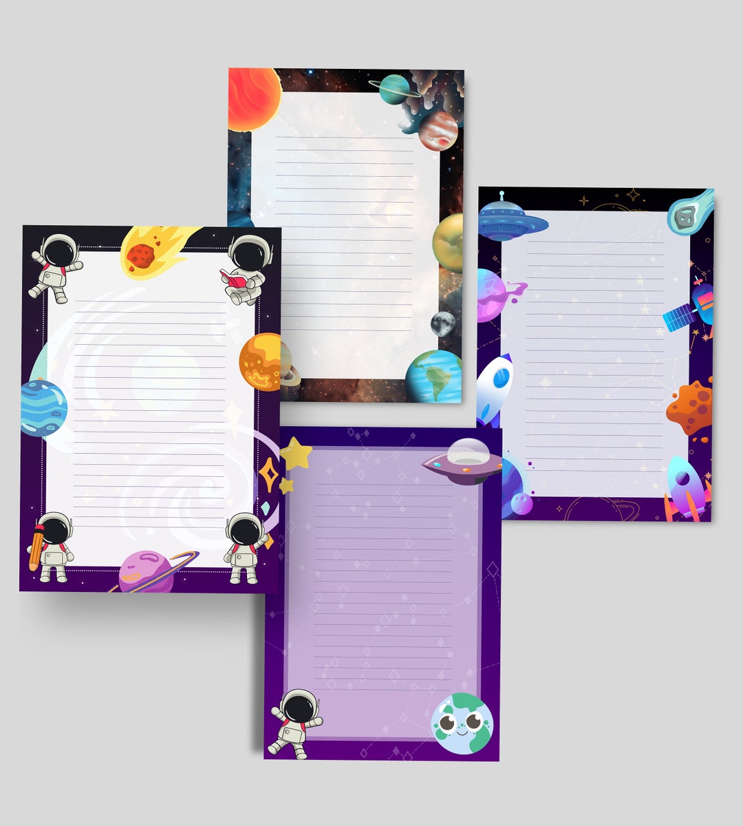 Cosmic Adventures Writing Set Printable Lined & Blank Paper, Instant ...