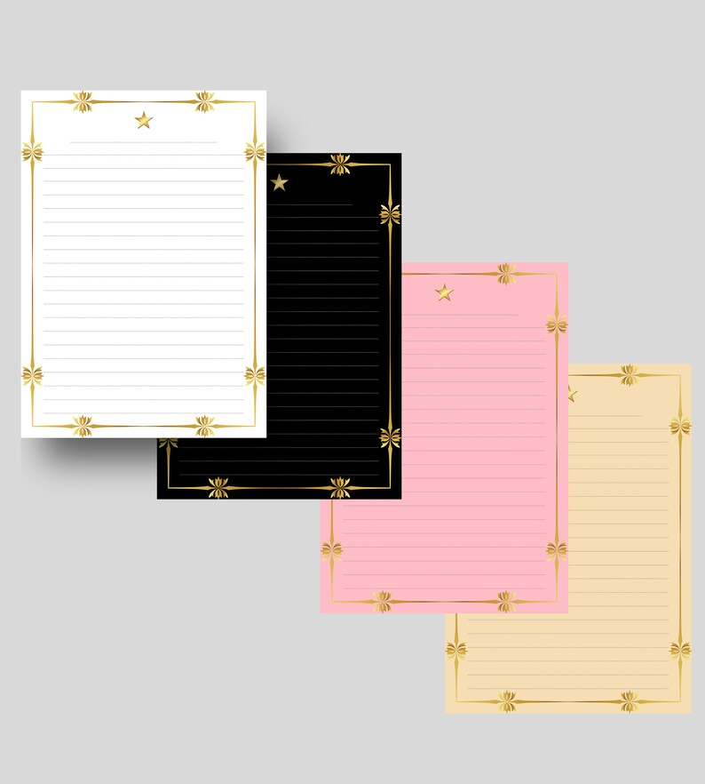 Elegant Lined Paper Kit Printable Writing Pages, Instant Download ...