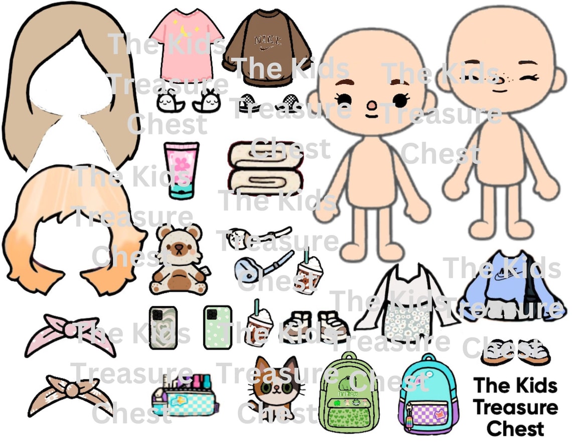 Toca Boca 3 Pages Paper SLEEPOVER 1 Dolls Furniture Background and ...