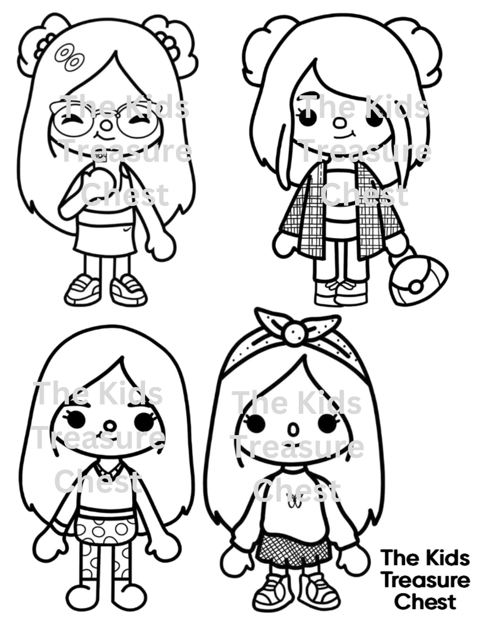 Toca Boca UNCOLORED 5 Pages Paper 19 Dolls B&W for - Etsy Toca Boca UNCOLORED 5 Pages Paper 19 Dolls B&W for - Etsy