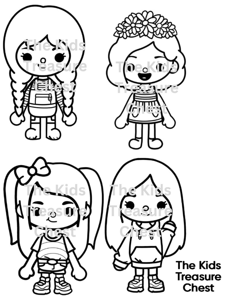 Toca Boca UNCOLORED 5 Pages Paper 19 Dolls B&W for - Etsy Toca Boca UNCOLORED 5 Pages Paper 19 Dolls B&W for - Etsy
