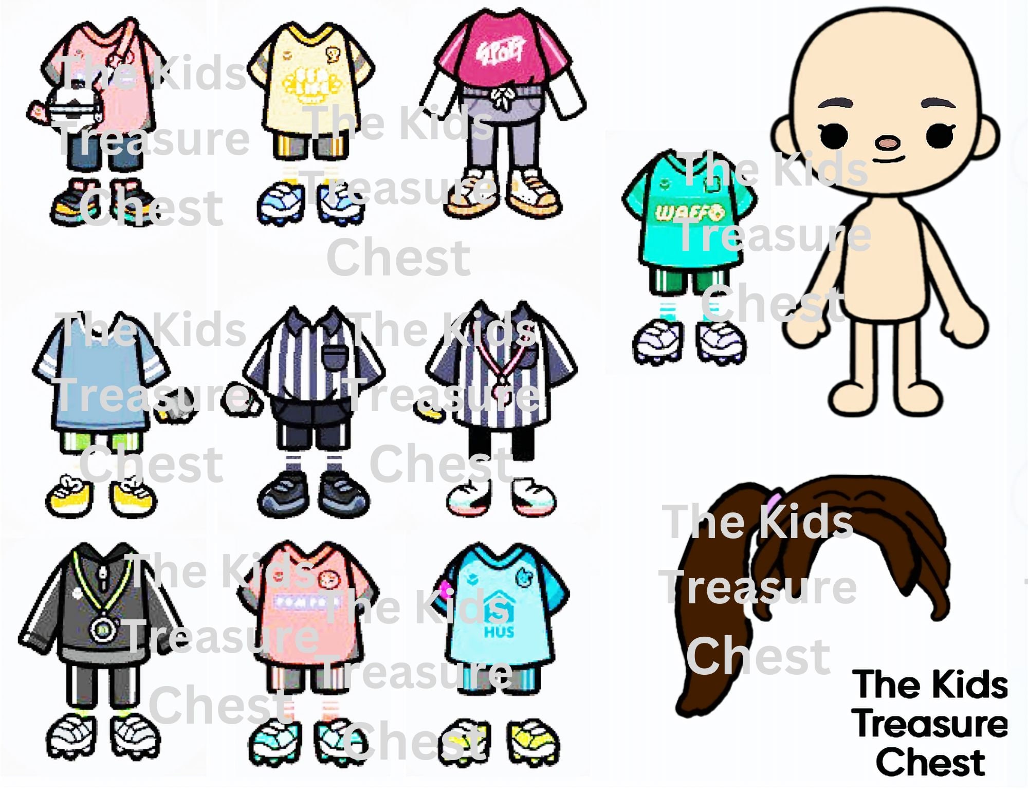 Inspired Toca Boca 2 Pages Paper Doll Women / Girls Soccer Game Clothes ...