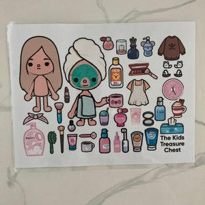 Inspired Toca Boca 3 Pages Paper " SPA , Beauty Day " Dolls, Furniture ...