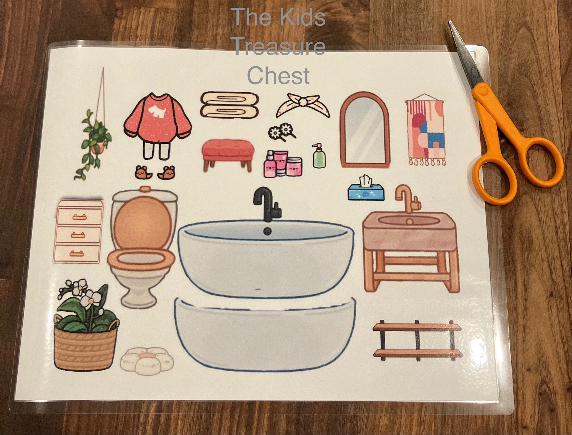 Toca Boca Papel 2 páginas Baño 2 muebles, fondo y accesorios ...