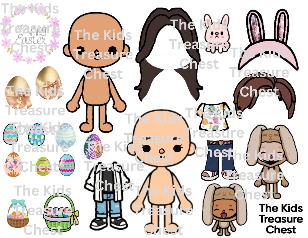 Inspired Toca Boca 3 Pages Paper " Family Easter - Eggs Hunt" Doll ...