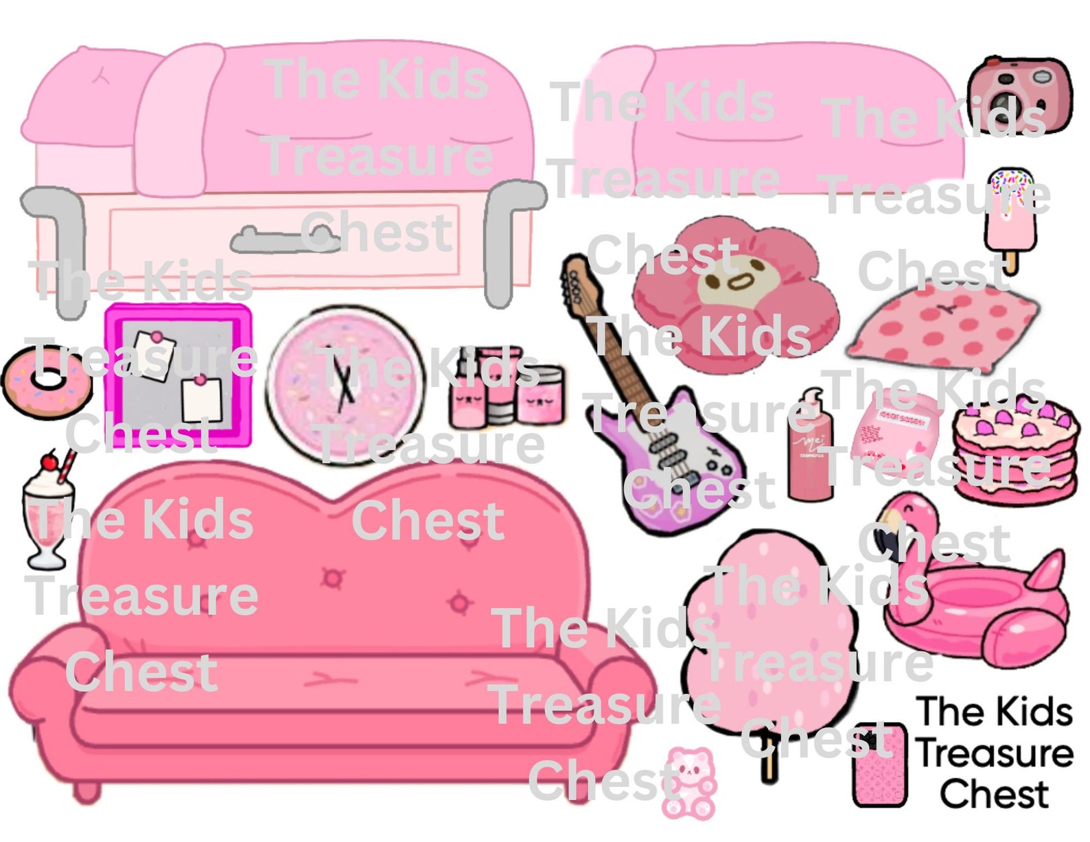 Toca Boca 3 Pages Paper PINK Doll, Clothes, Shoes and Accessories ...