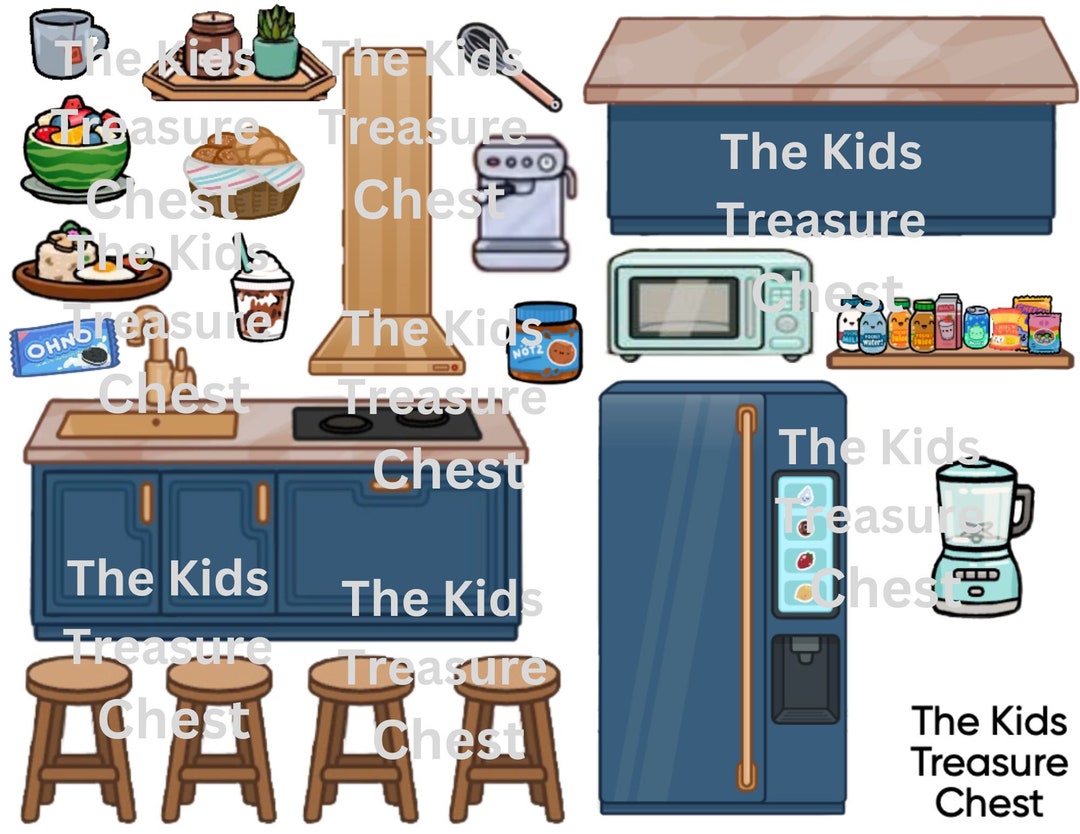 Inspired Toca Boca 2 Pages Paper " Kitchen 1 - Accessories, Foods ...