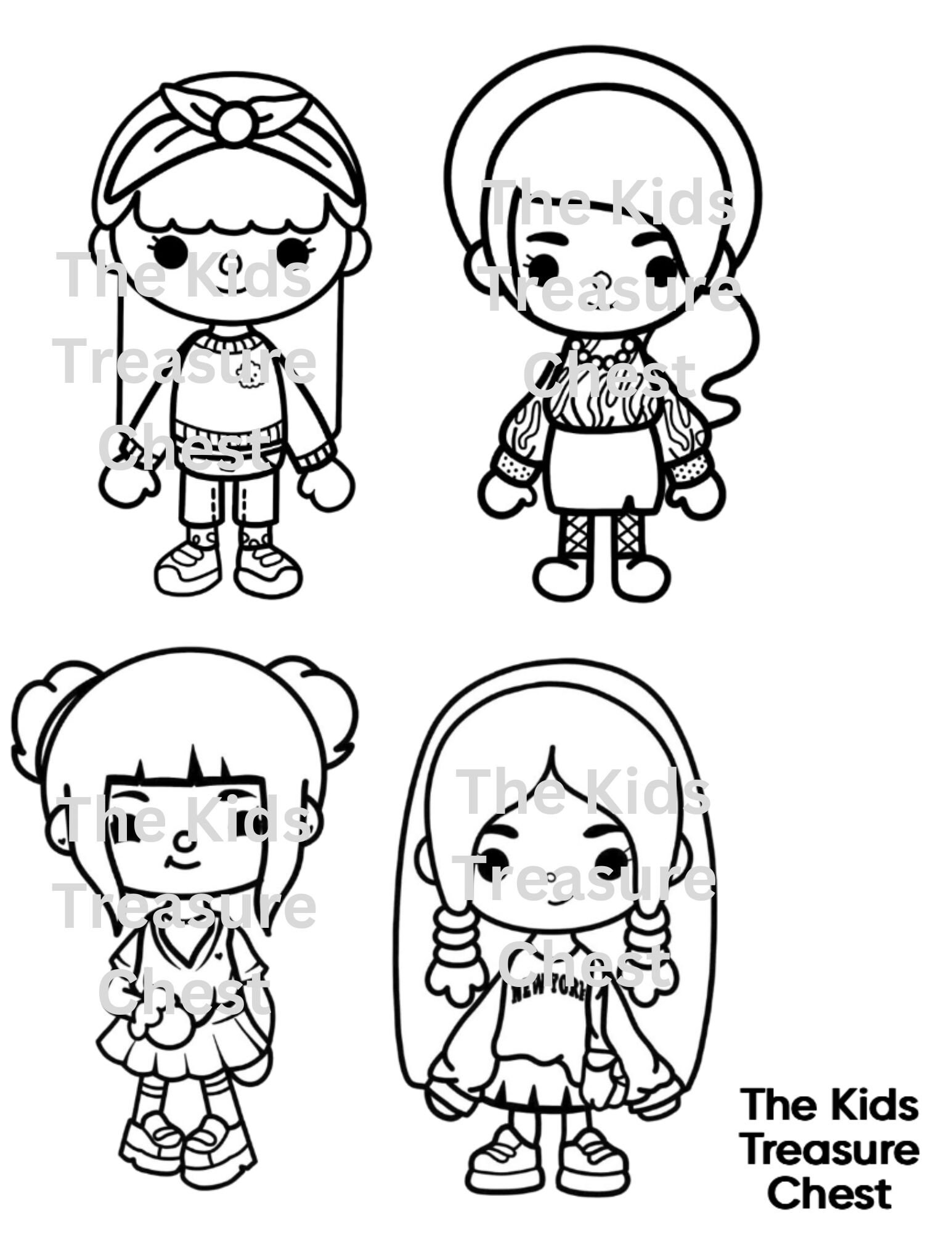 Toca Boca UNCOLORED 5 Pages Paper 19 Dolls B&W for - Etsy Toca Boca UNCOLORED 5 Pages Paper 19 Dolls B&W for - Etsy