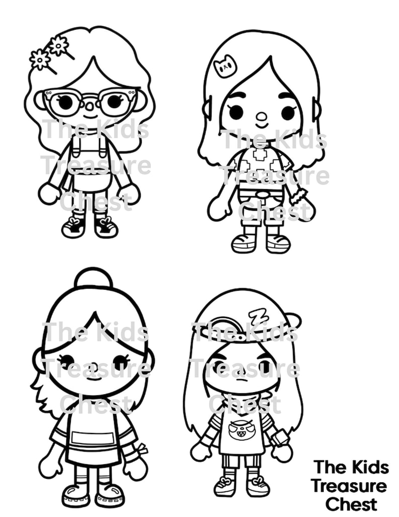 Toca Boca UNCOLORED 5 Pages Paper 19 Dolls B&W for - Etsy Toca Boca UNCOLORED 5 Pages Paper 19 Dolls B&W for - Etsy