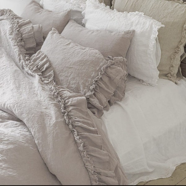 Linen Ruffle Duvet Cover - Etsy
