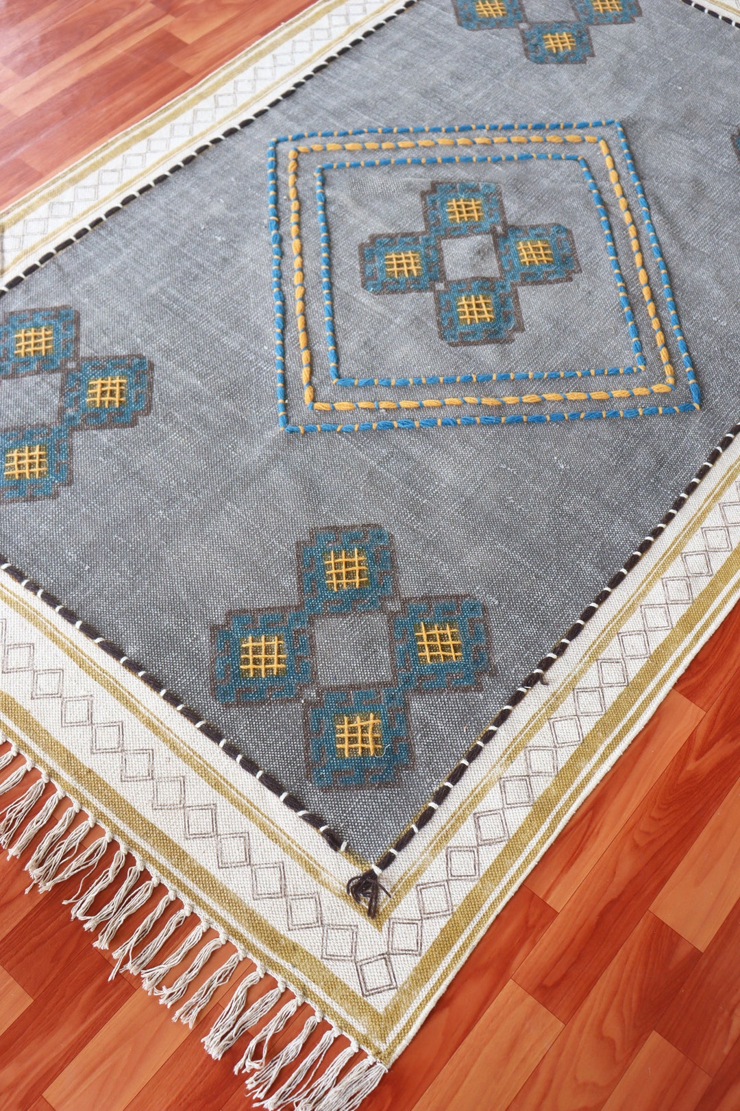 Extra Large Rug Cotton Embroidered Rug Living Room Rug - Etsy