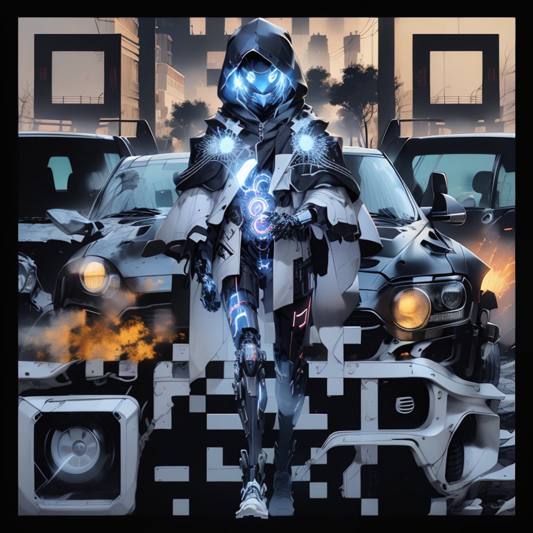 5 X Custom Ai-generated QR Code Designs Cyborg in Front of a - Etsy