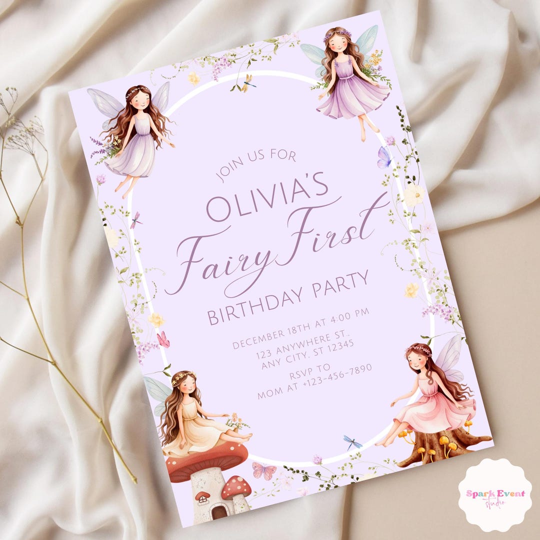 Fairy First Birthday Invitation Enchanted Garden 1st Birthday Invite ...